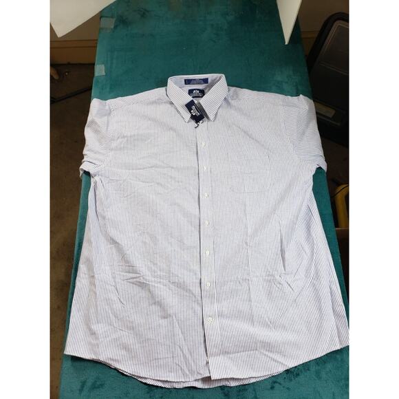 Stafford | Shirts | Stafford Shirt Sz 85 Mens Blue Button Up Long Sleeve Wrinkle Free Striped ...